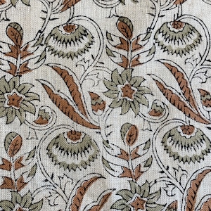 58 Inches Hand Block Printed Linen Fabric , Home Decor Best Linen ...