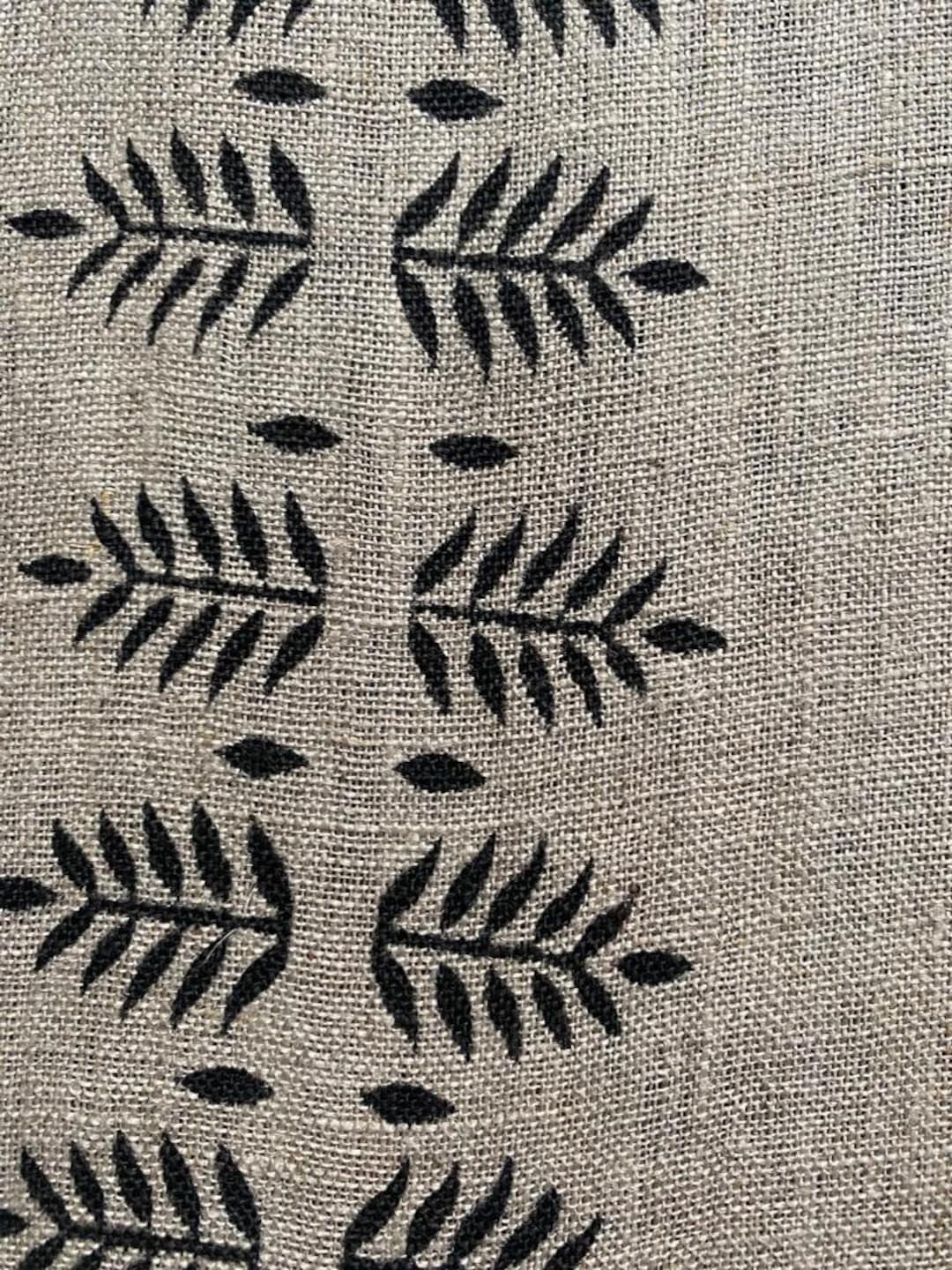 Natural Linen Fabric Indian Linen Fabric, Black Colour, Block Printing ...