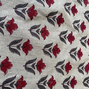 Small Flower Block Print Handloom Linen Fabric ,upholstery Fabric ...
