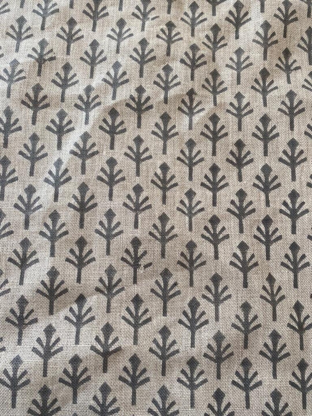 Handloom Linen, Block Print Thick Linen Fabric | Brown Floral Block ...