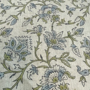 58 Inches Hand Block Printed Linen Fabric , Home Decor Best Linen ...