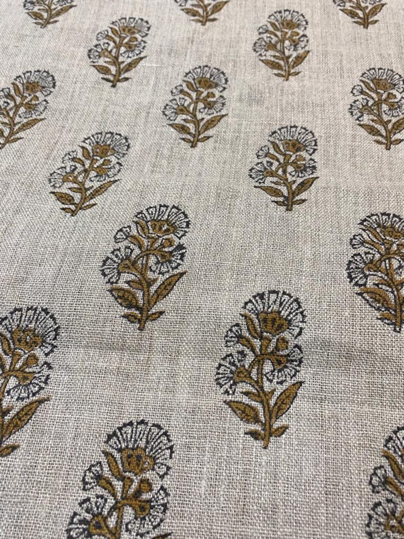 Naya Natural Buti Handloom Linen Fabric Linen Fabric Flower - Etsy