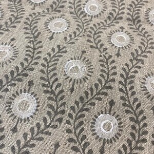 Sahara Motif Handloom Linen Fabric Linen Fabric Flower Gray With White ...