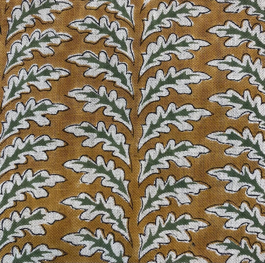 Block Print Fabric, Floral Print Linen, by the Yards, Pillow Cover ...