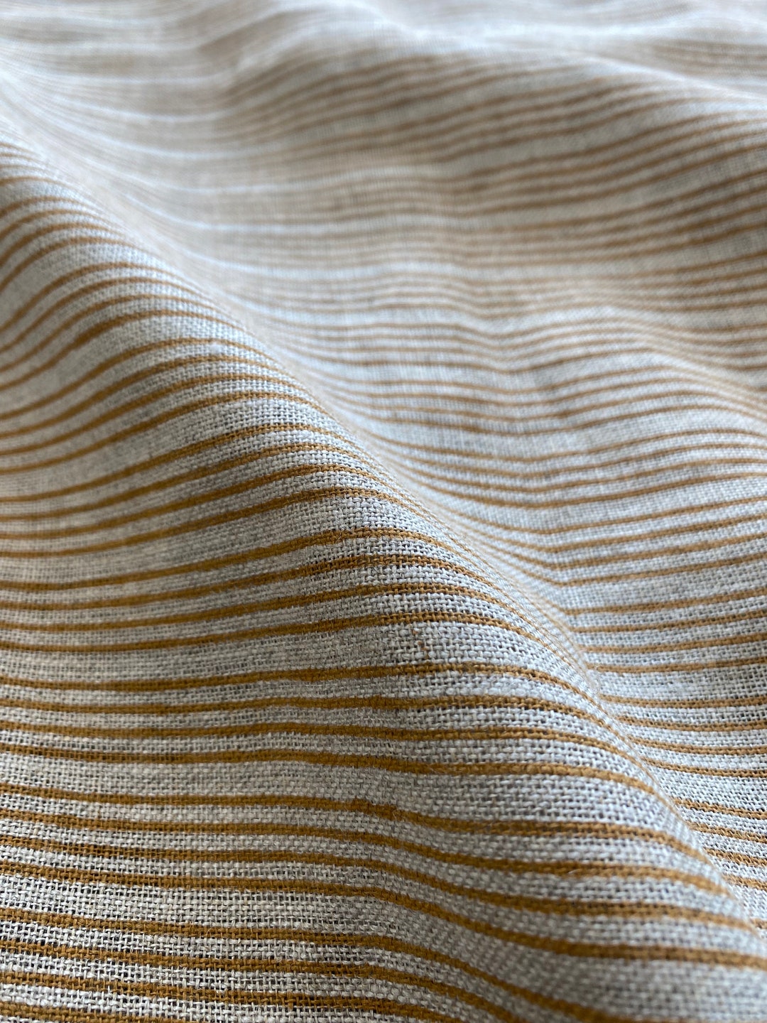 Striped// Heavy Weight Linen Fabric by the Yard Natural Block Print ...