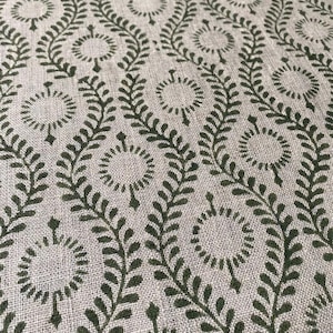 Sahara Motif Handloom Linen Fabric Linen Fabric Flower Olive Green ...
