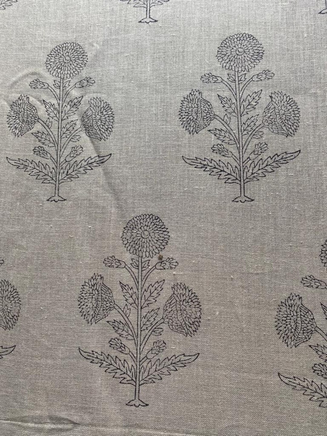 Handloom Linen Fabric Flower Outline Block Print Fabric Best for ...