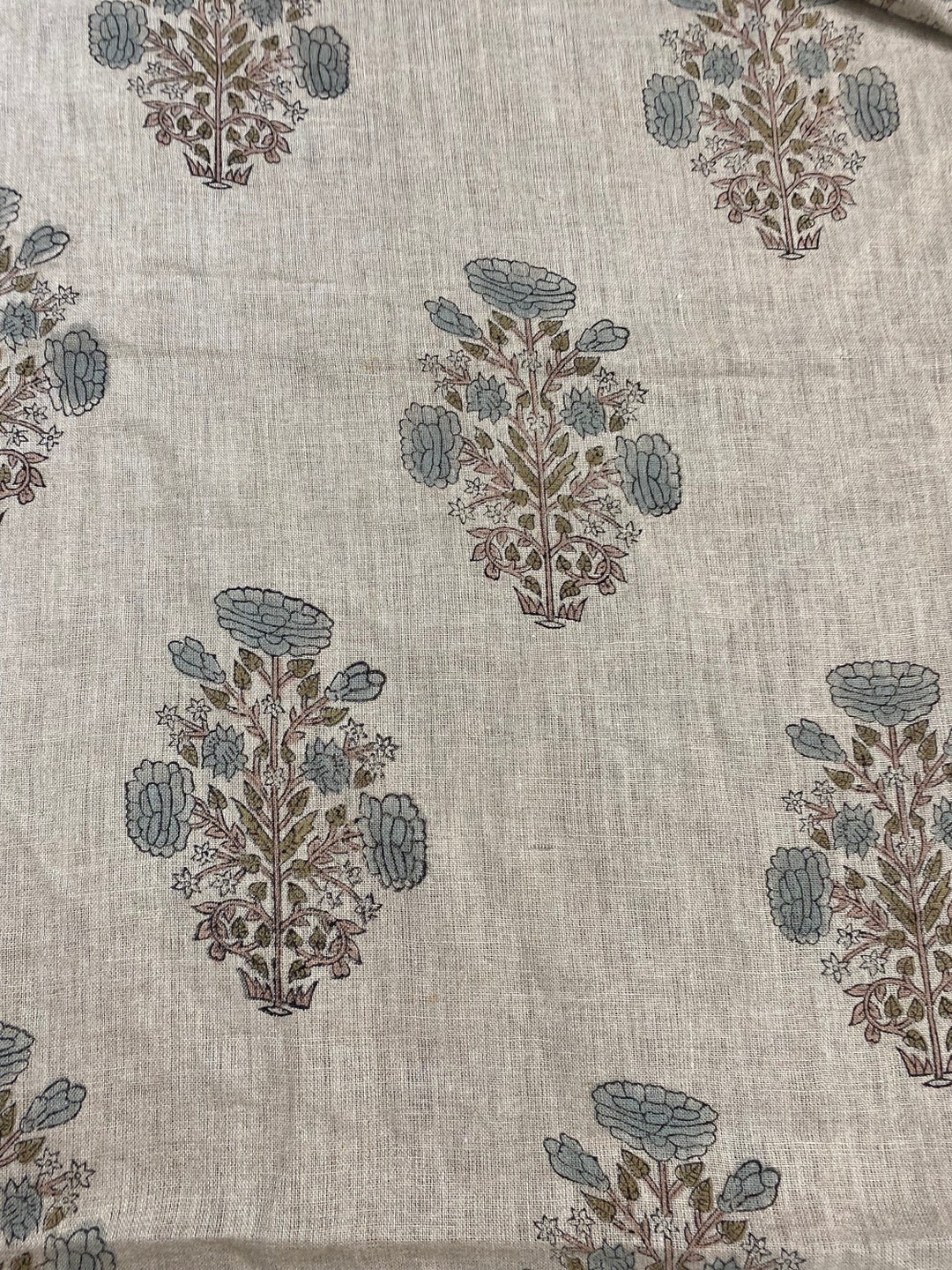 LILLIAN// Hand Block Printed Linen Fabric , Home Decor Best Linen ...