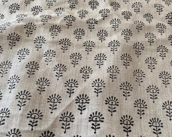 OLA-VRISHTI Chocolate Brown Block Print Linen Fabric Fabric - Etsy
