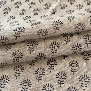 Handloom Linen, Block Print Thick Linen Fabric | Brown Floral Block ...
