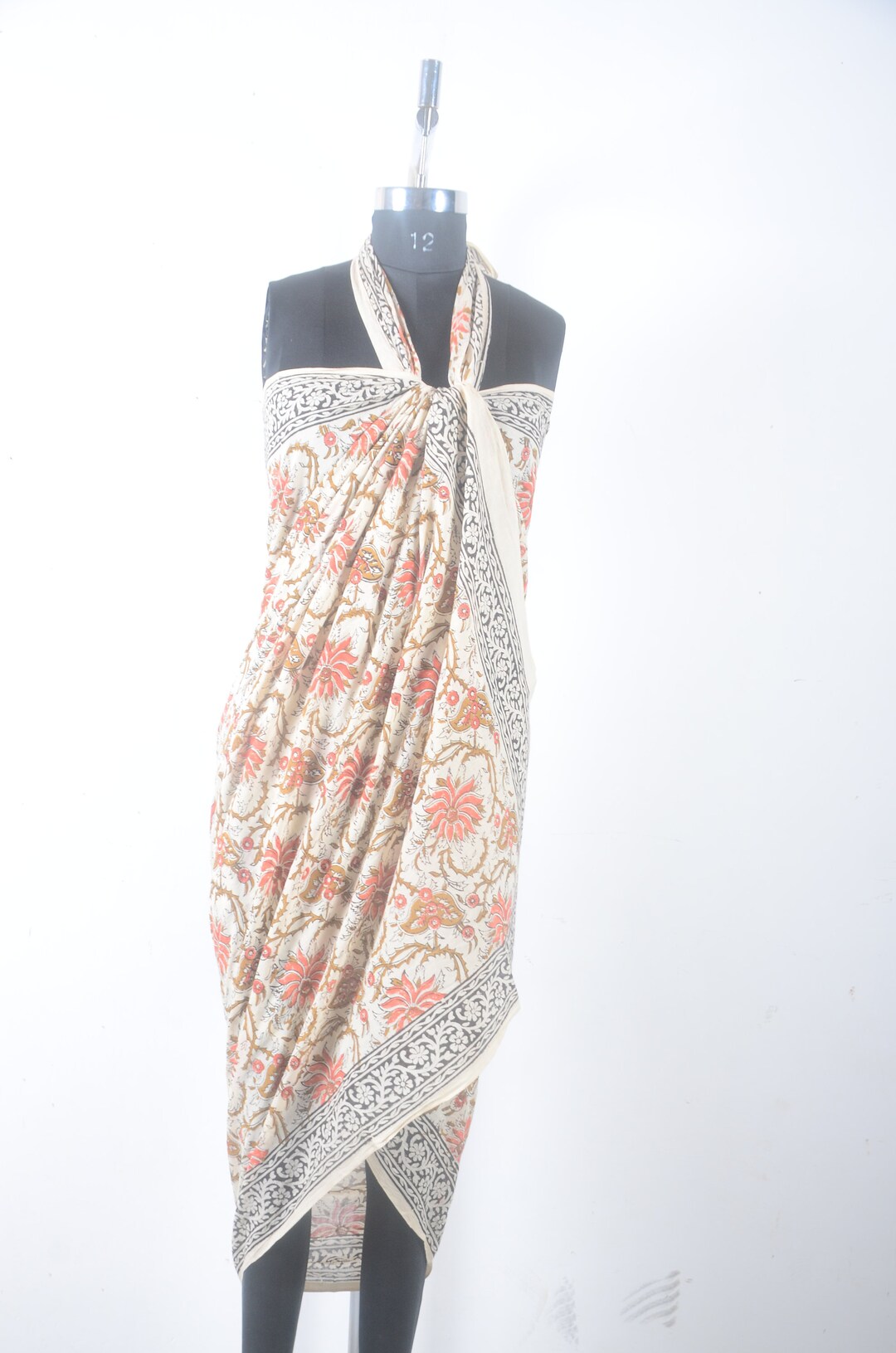 Hand Block Print Pareo Pariyo Sarong Bagru Print,ladies Scarves Dupatta ...