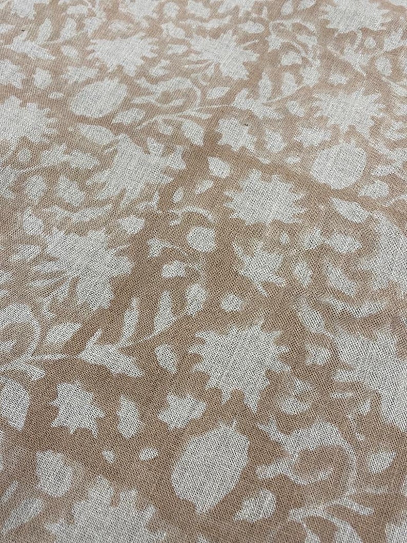 Block Print Handloom Linen Fabric Linen Fabric Flower Light - Etsy