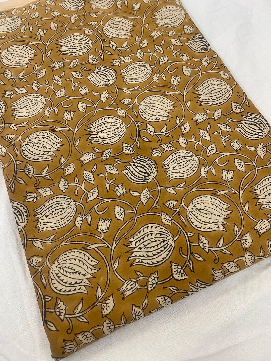 Floral Print Block Print Fabric 100% Cotton Indian Fabric, Hand Printed ...