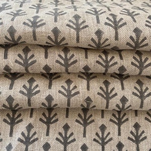 Handloom Linen, Block Print Thick Linen Fabric | Brown Floral Block ...