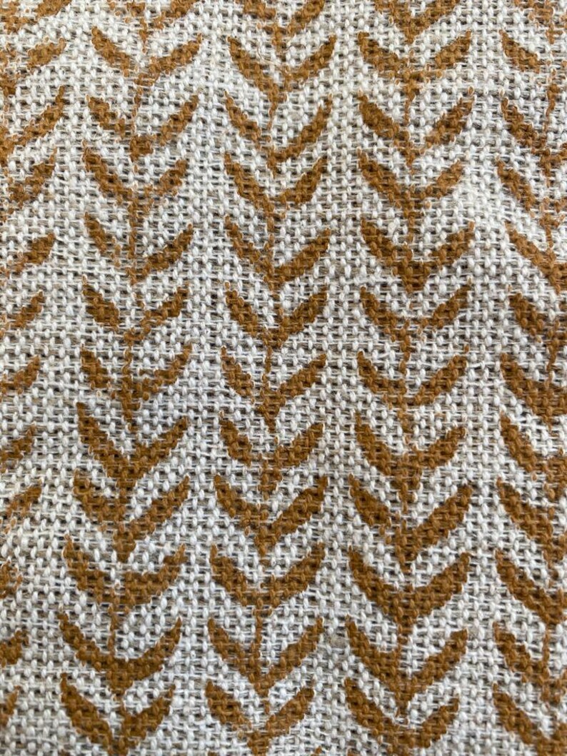 Block Print Handloom Linen Fabric Linen Fabric Flower Tan - Etsy