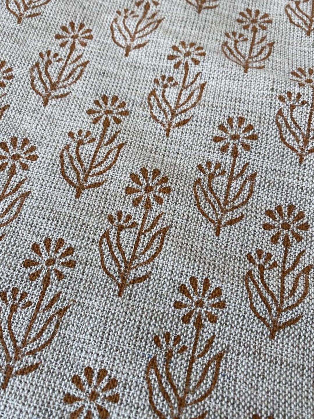 Block Print Handloom Linen Fabric Heavy Linen Fabric, Upholstery Fabric ...
