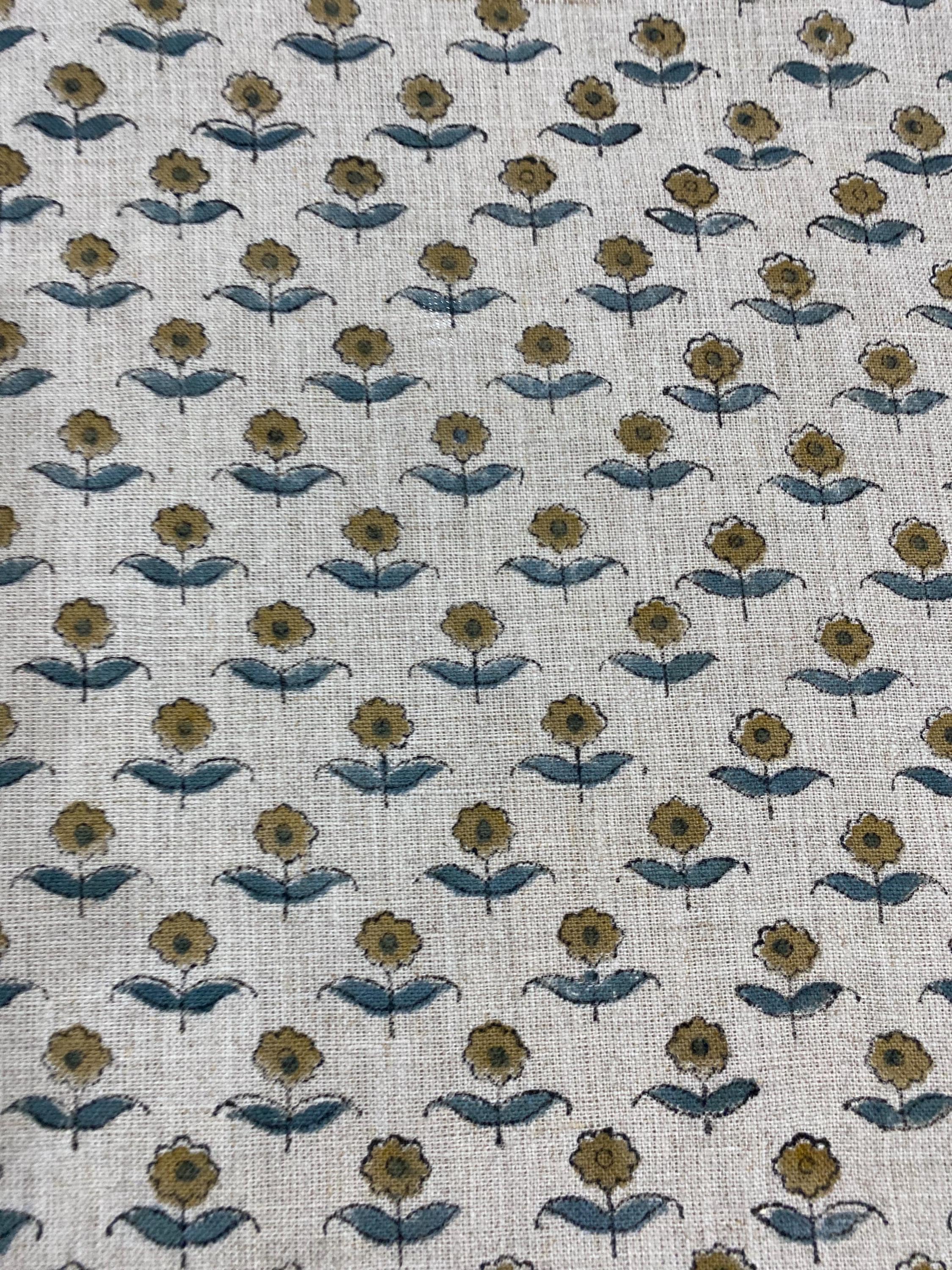 58" Inches Hand Block Printed Linen Fabric , Home Decor Best Linen ...