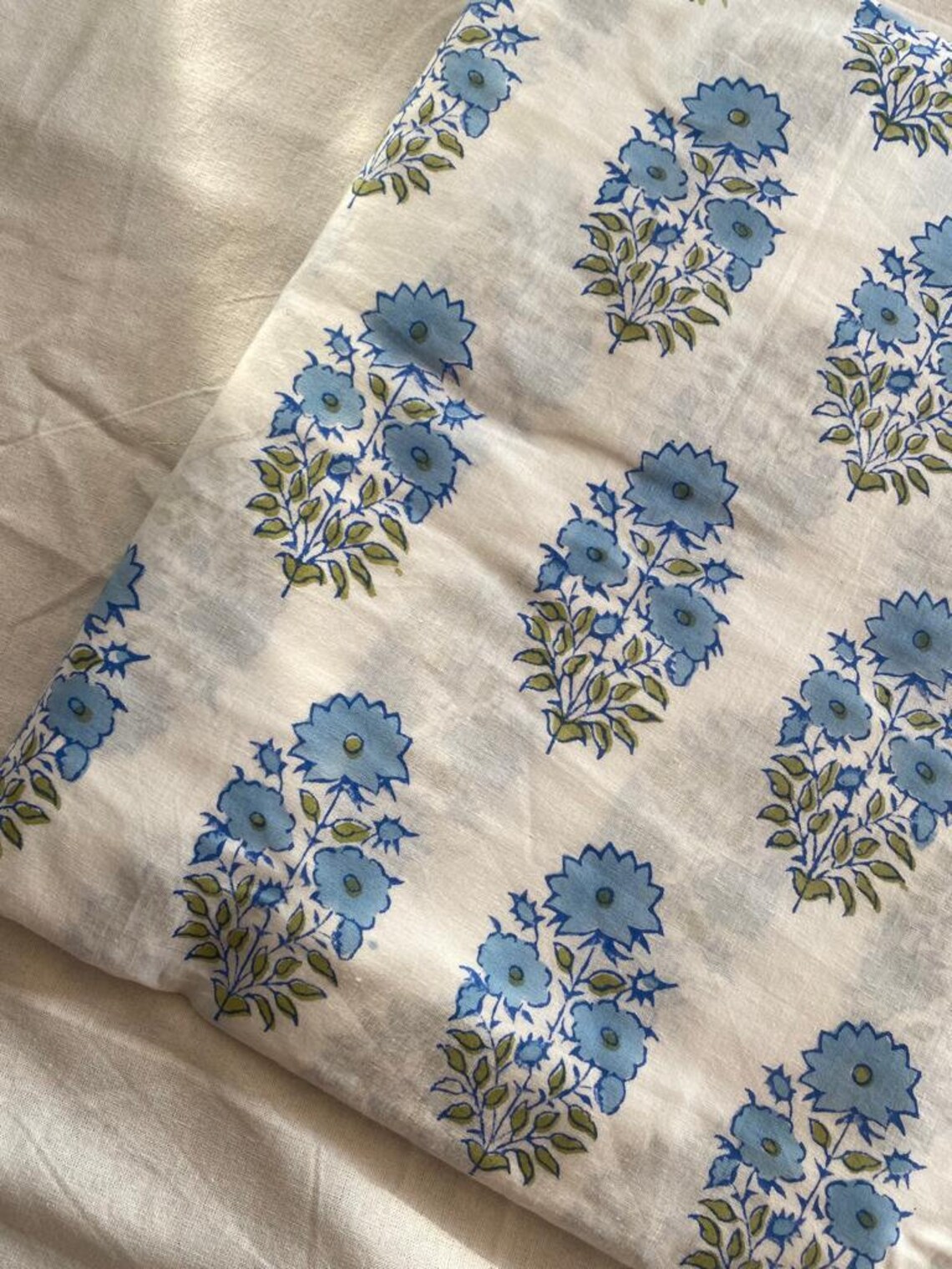 Mughal Flower Block Print Indian Cotton Hand Stamped - Etsy