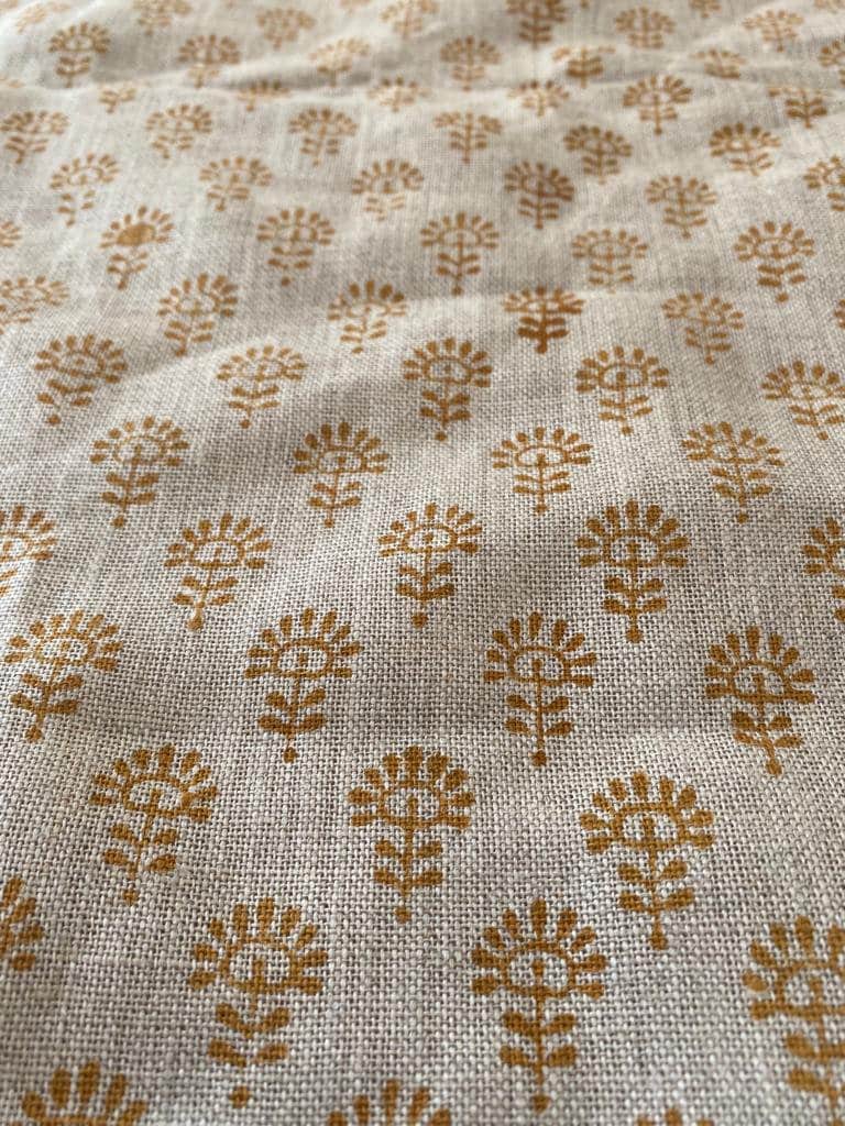 Handloom Linen Block Print Thick Linen Fabric Brown Floral - Etsy