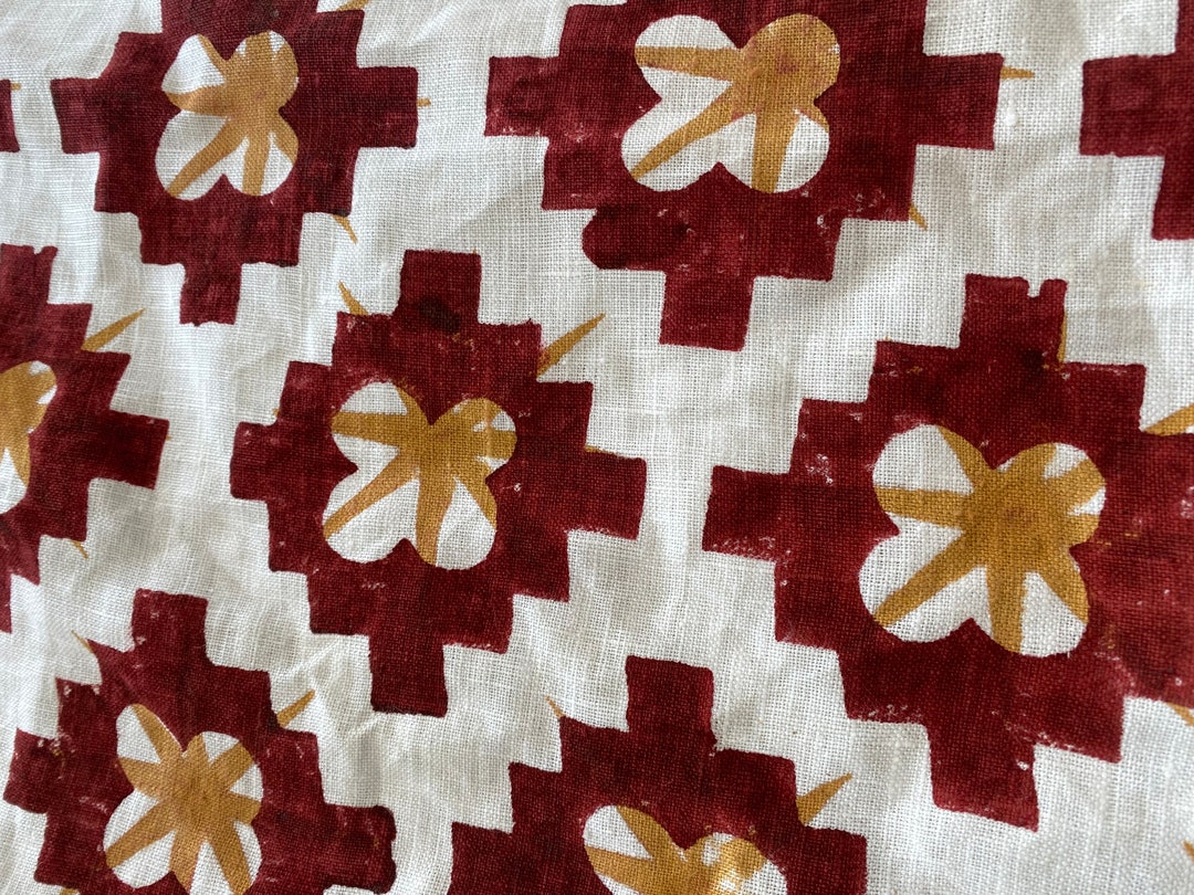 Indian Handloom Linen Hand Block Print Fabric, Block Print Fabric ...
