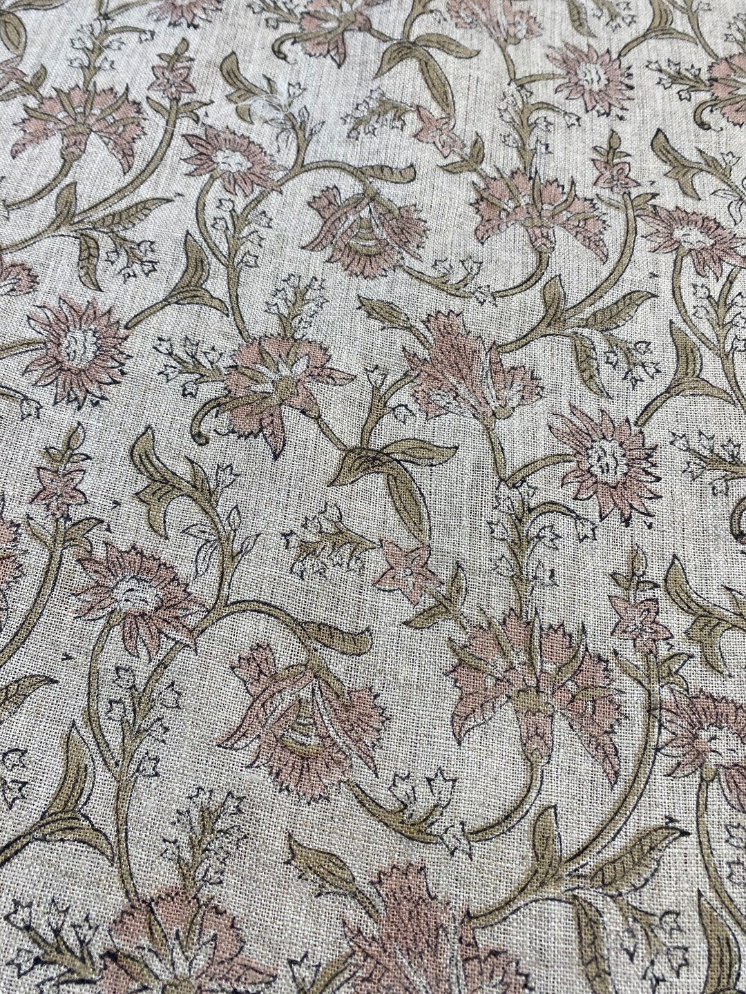 Garden Jal Print // Block Print Floral Linen Fabric, Modern Home Decor ...