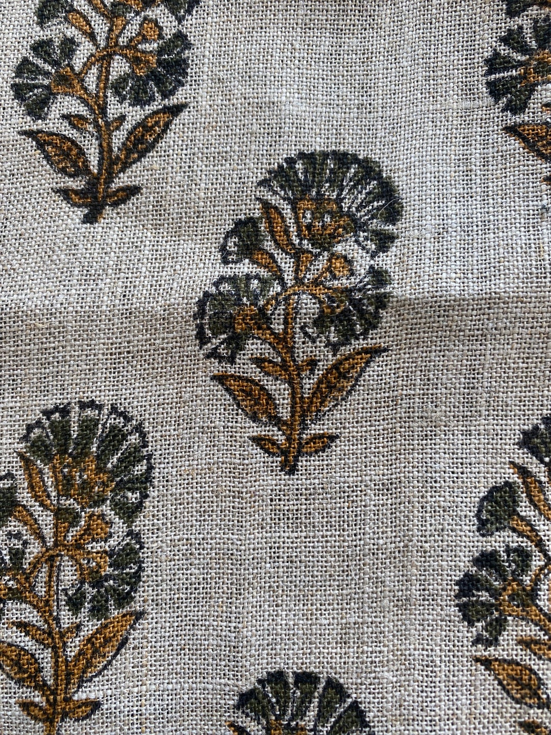 AUTOMAN// Block Print Handloom Linen Fabric Upholstery Fabric, Pillow ...