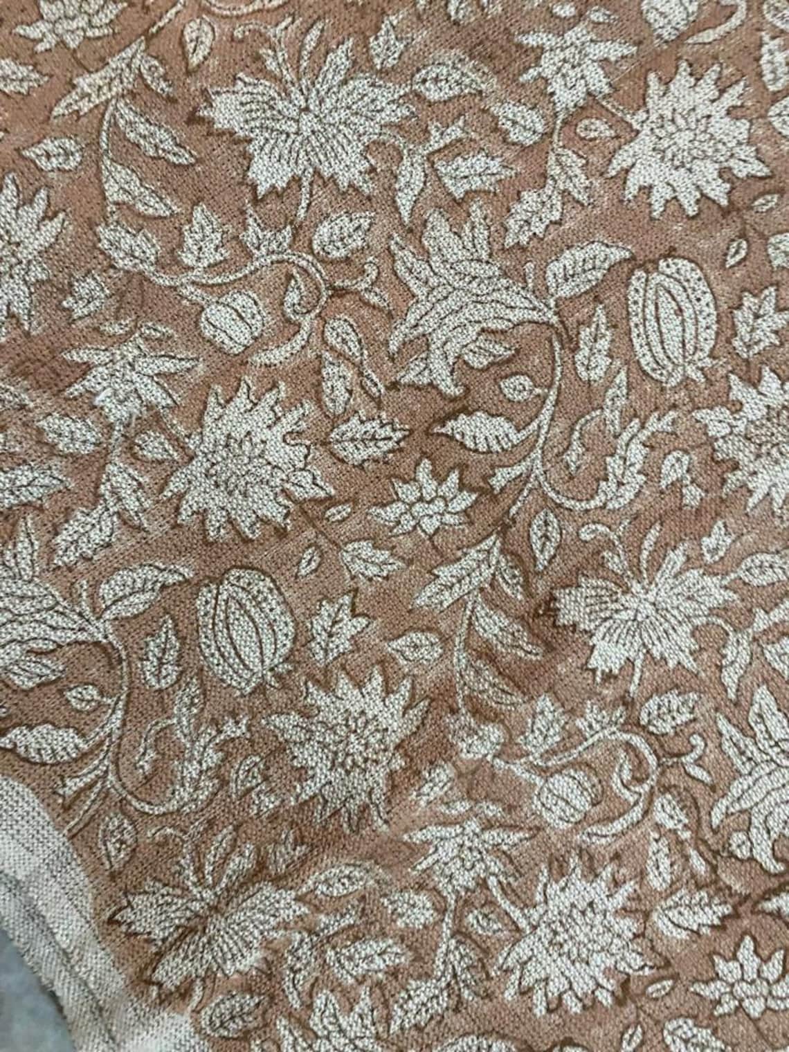 Block Print Handloom Linen Fabric Heavy Linen Fabric Browne - Etsy