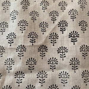 Handloom Linen, Block Print Thick Linen Fabric | Brown Floral Block ...