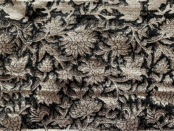 Block Print Handloom Linen Fabric Heavy Linen Fabric Black - Etsy