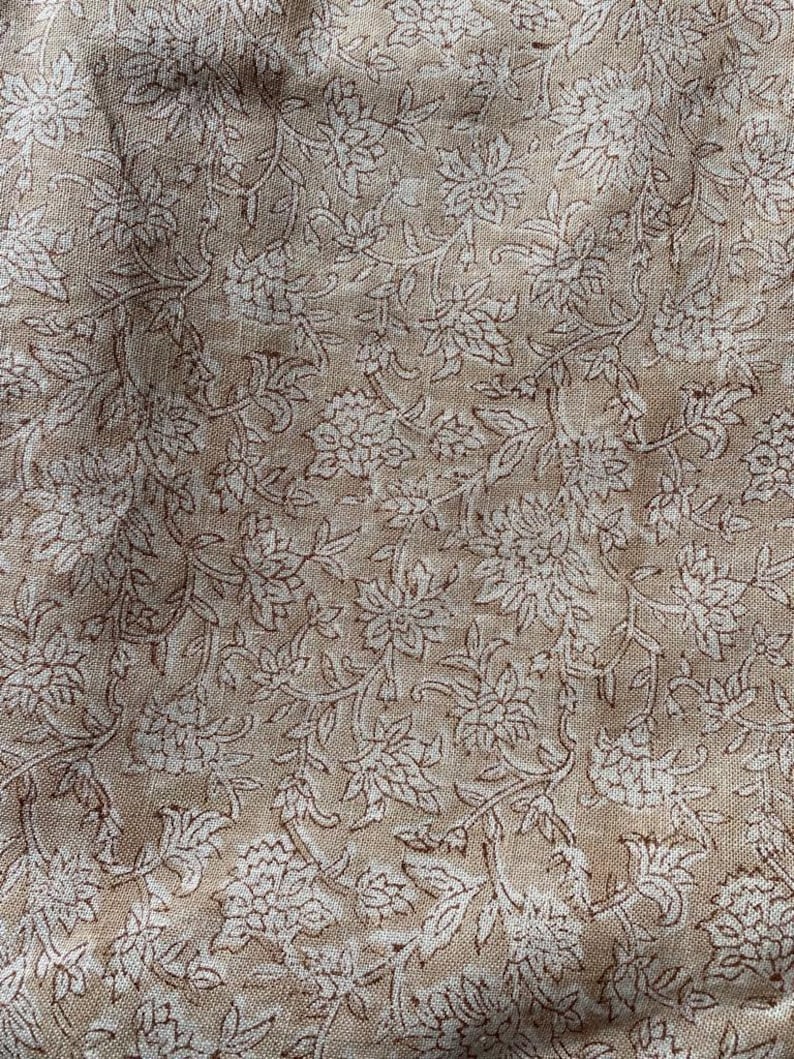 Block Print Handloom Linen Fabric Linen Fabric Flower Blush - Etsy