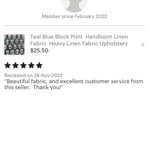 Teal Blue Block Print Handloom Linen Fabric Heavy Linen Fabric ...