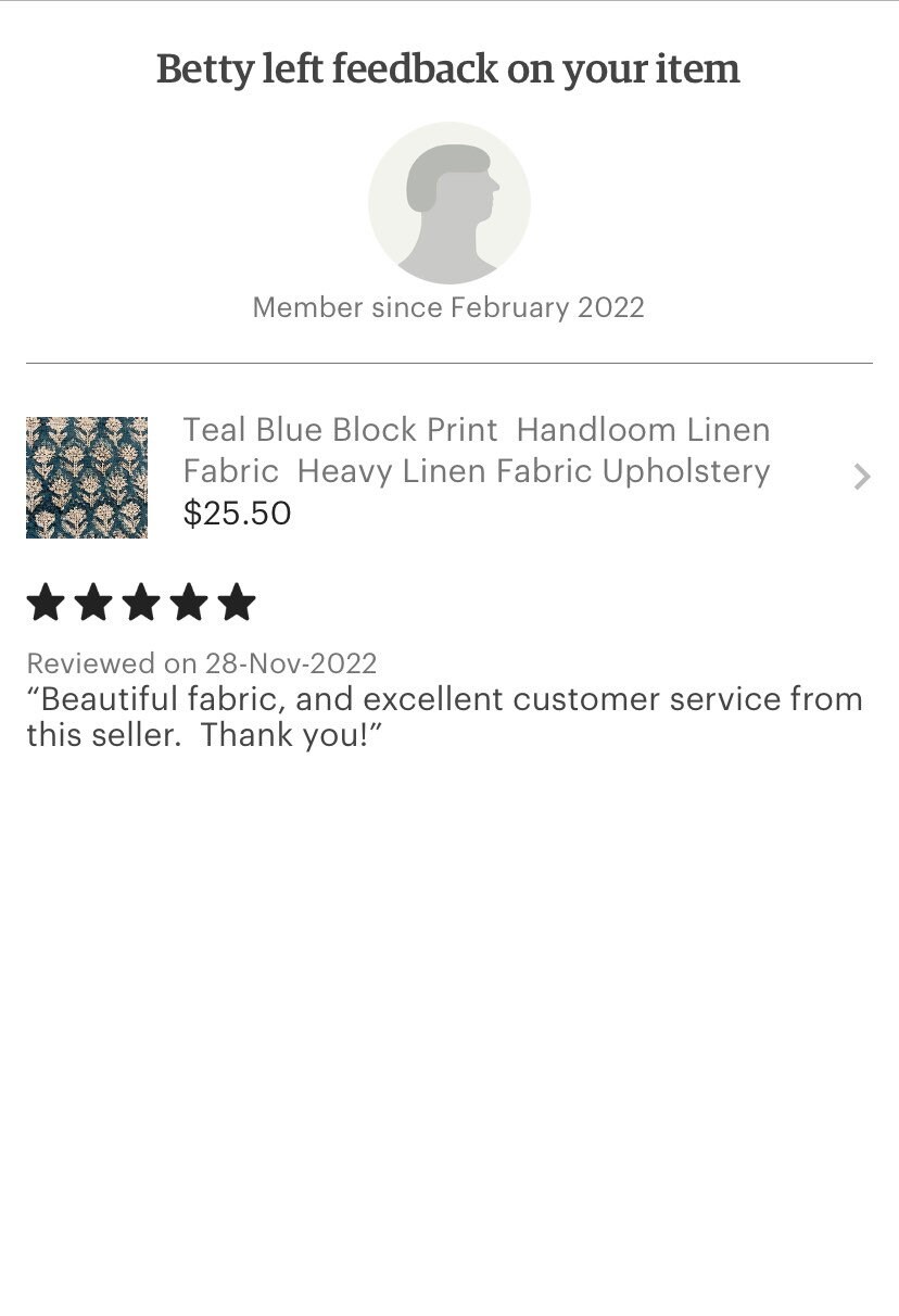 Teal Blue Block Print Handloom Linen Fabric Heavy Linen Fabric - Etsy