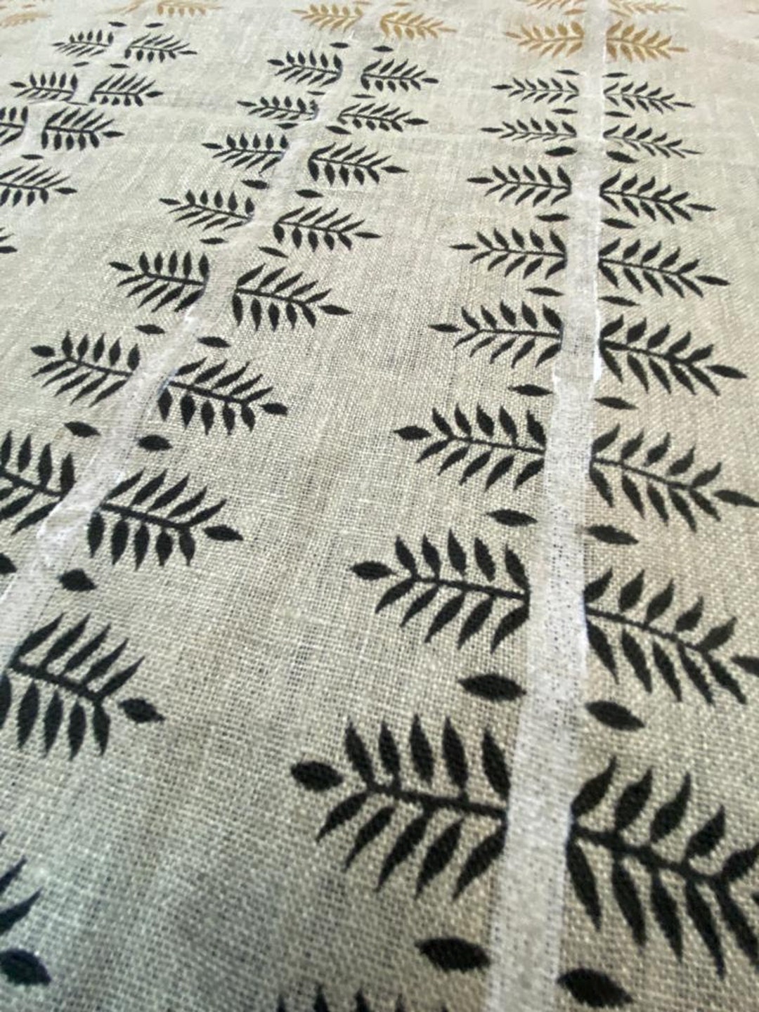 Linen Fabric Indian Linen Fabric Black With White Line Colour, Block ...