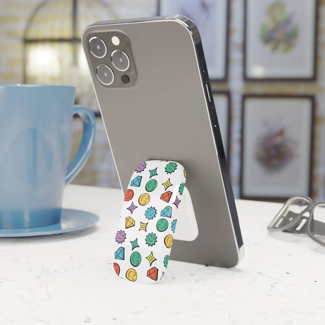 Colorful Pop Art Phone Stand, Cute Diamond Star Smiley Face Holder for ...