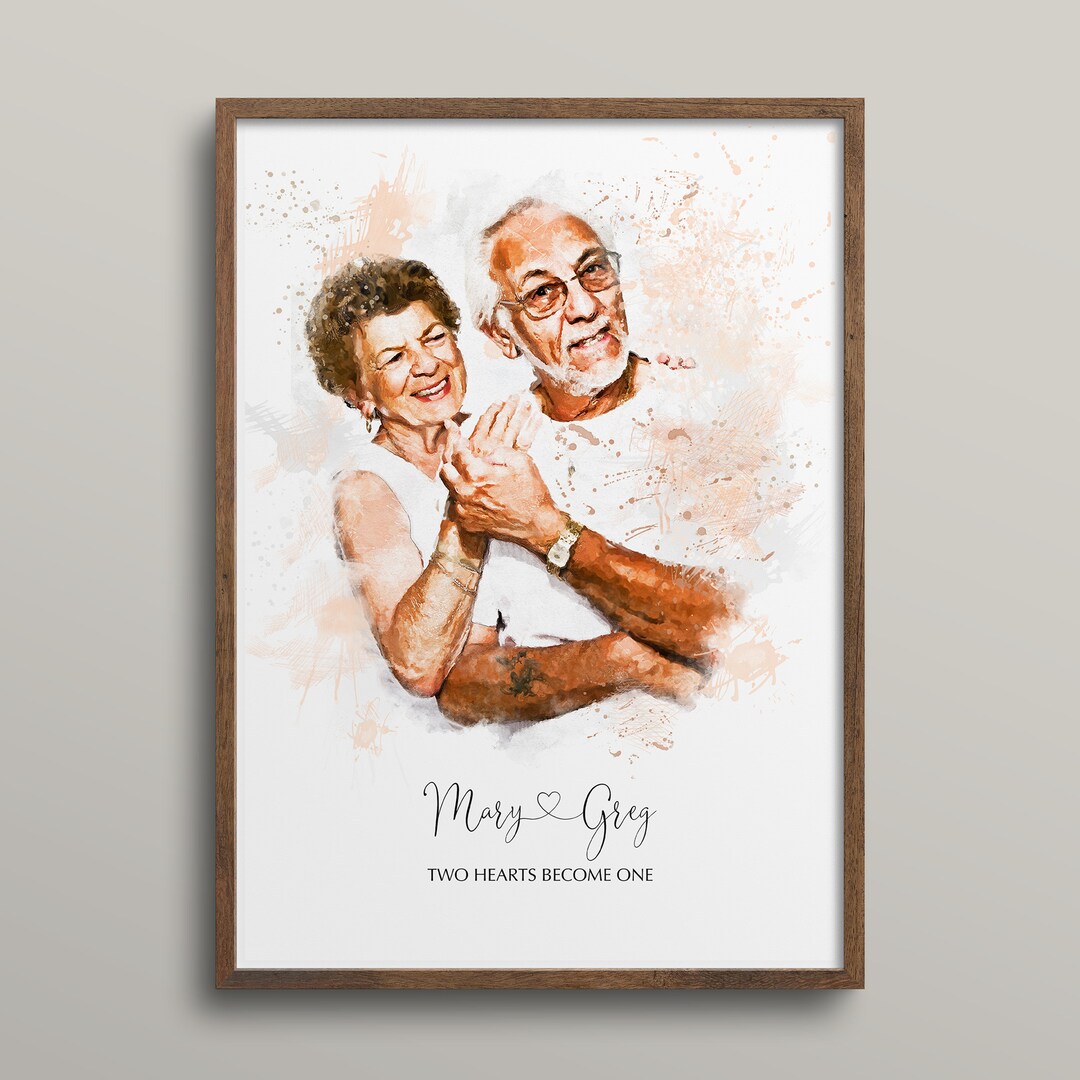 Digital Couples Portrait, Painting From Photo, Custom Partners, Gift ...