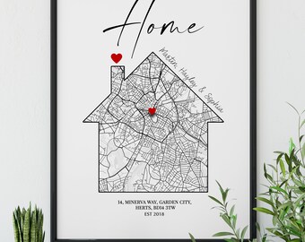 Custom Map Gift New Home - Etsy