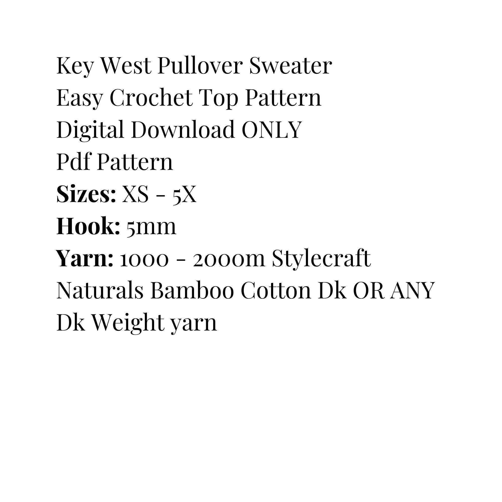 Crochet Top Pattern, Key West Pullover, Easy Sweater, Beginner, Pdf ...