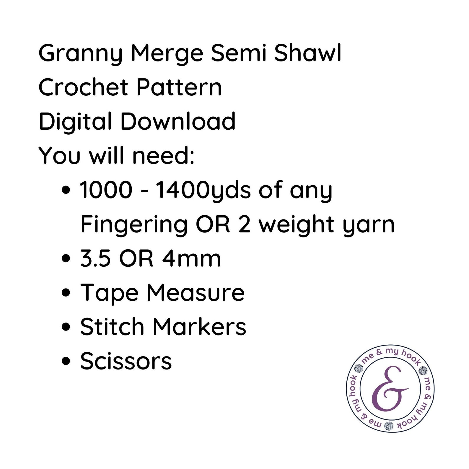 Granny Merge Semi Crochet Pattern, Beginner Semi Circle Shawl Pdf ...