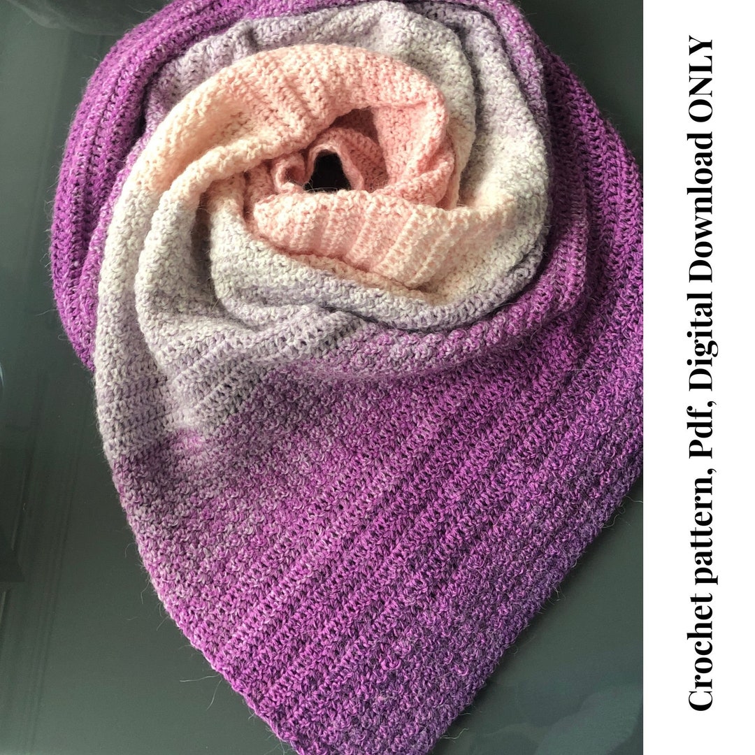 Patience Beginner Triangle Shawl Crochet Pattern, Easy Crochet Shawl ...