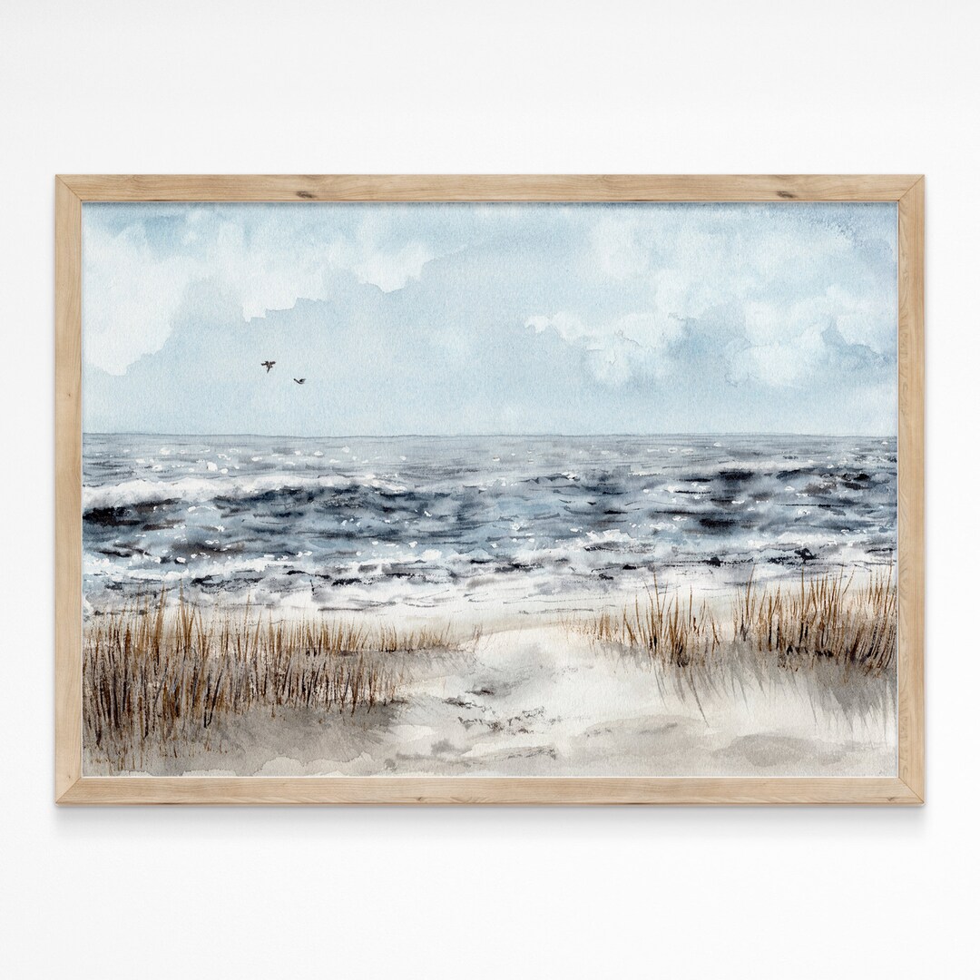 Coastal Wall Art Wild Beach Print Watercolor Landscape Coastal ...