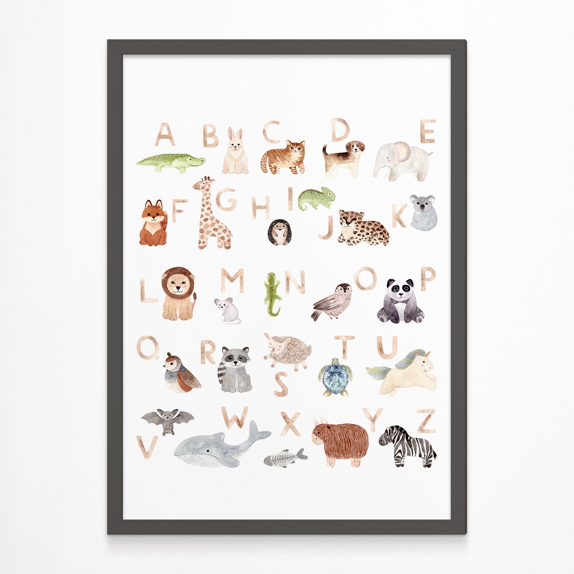 Animal Alphabet Poster Nursery Wall Art Kids Room Decor Animal Prints ...