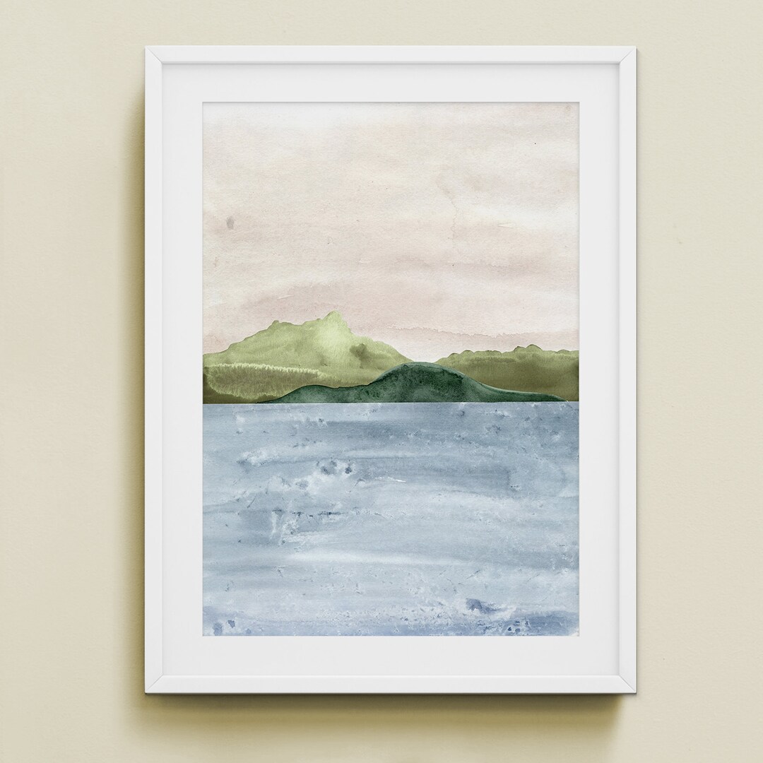 Mountains Landscape Wall Art Watercolor Painting Abstract Aesthetic ...