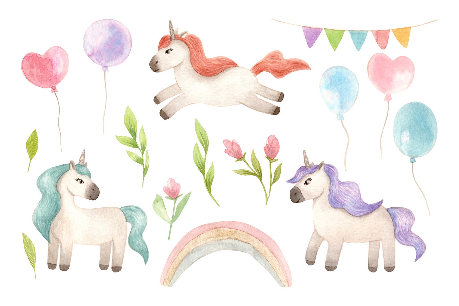 Unicorn Watercolor Clipart. Unicorns Head. Horse Face Digital - Etsy