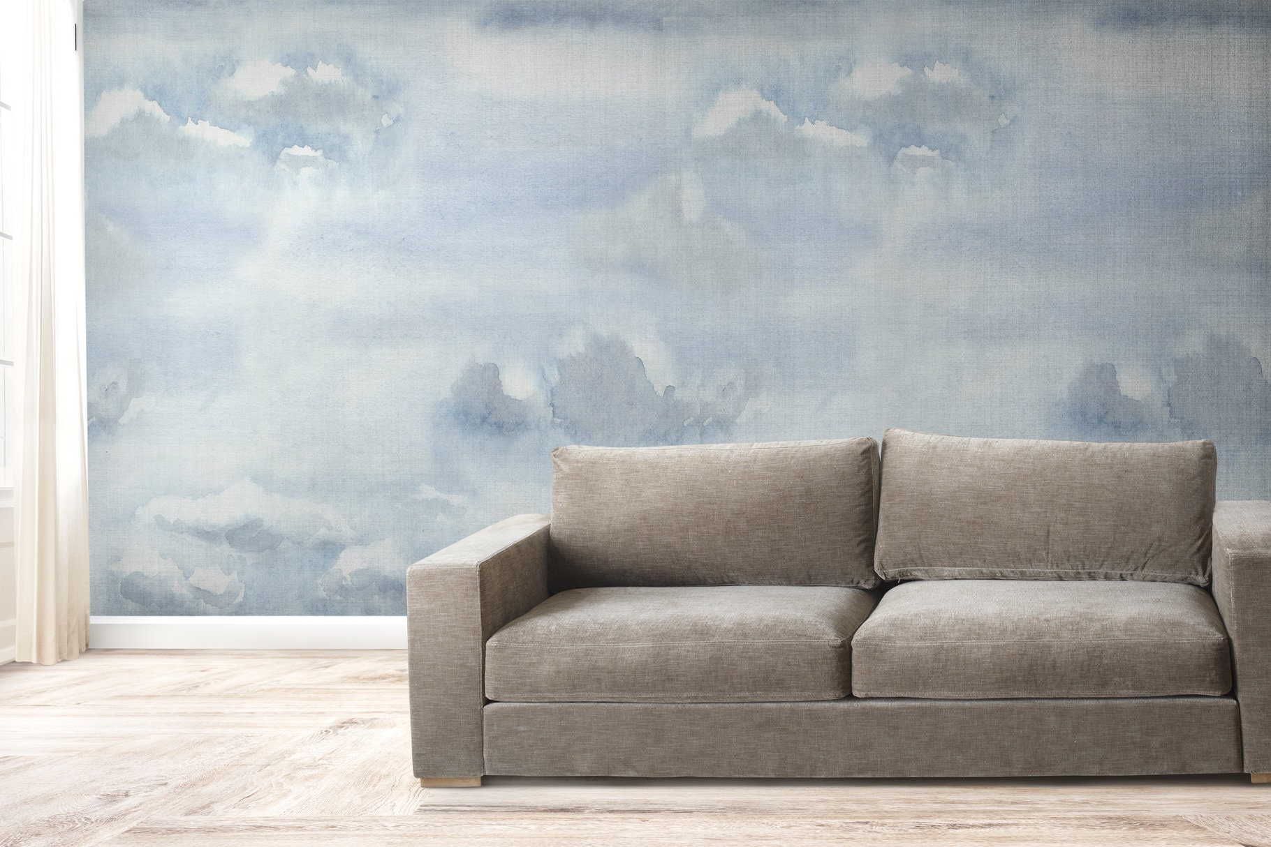 Watercolor Sky and Clouds. Seamless Patterns. Digital Background for ...