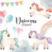 Unicorn Clipart. Unicorns Watercolor Birthday Party. Horse Digital Png ...