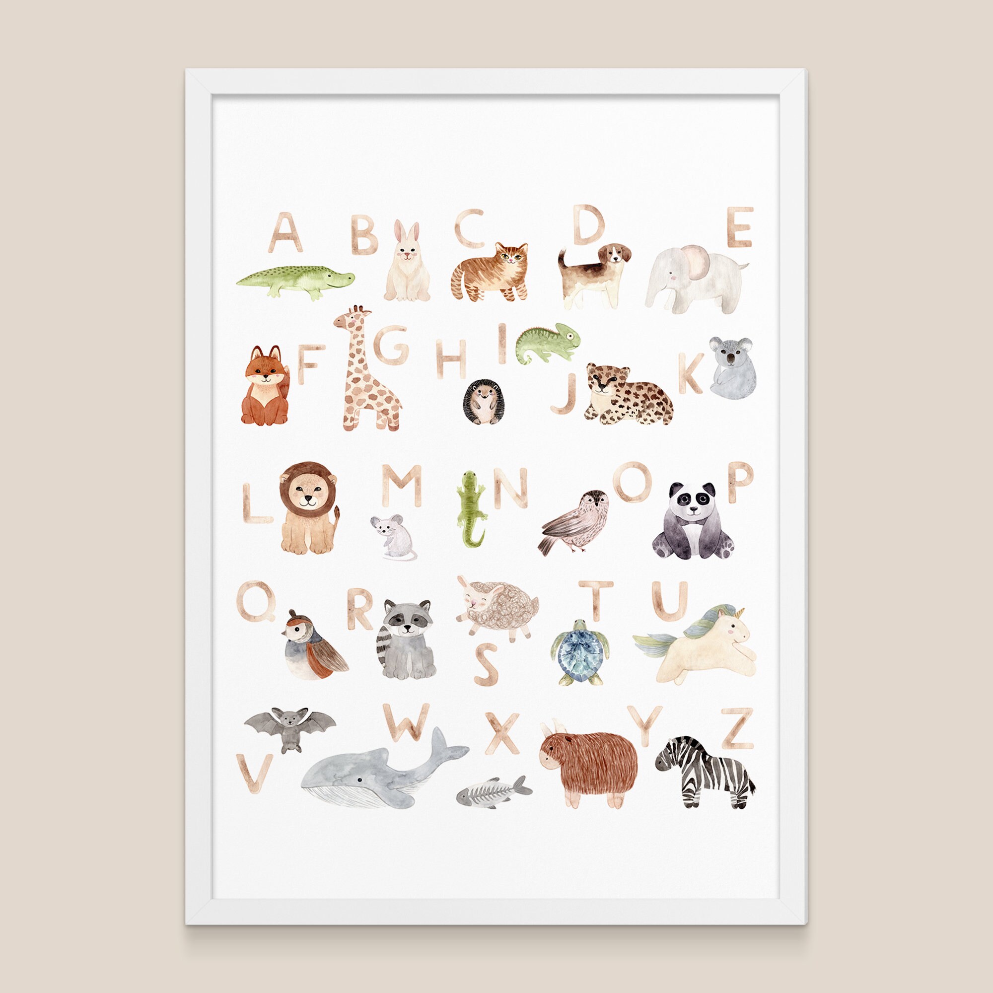 Animal Alphabet Poster Nursery Wall Art Kids Room Decor Animal Prints ...