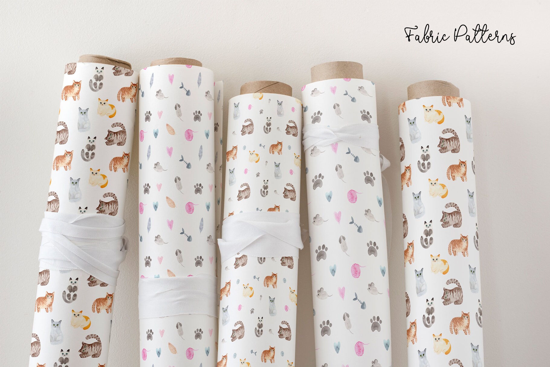 Watercolor Cats and Dogs. Digital Paper, Seamless Patterns. Dog Cat ...