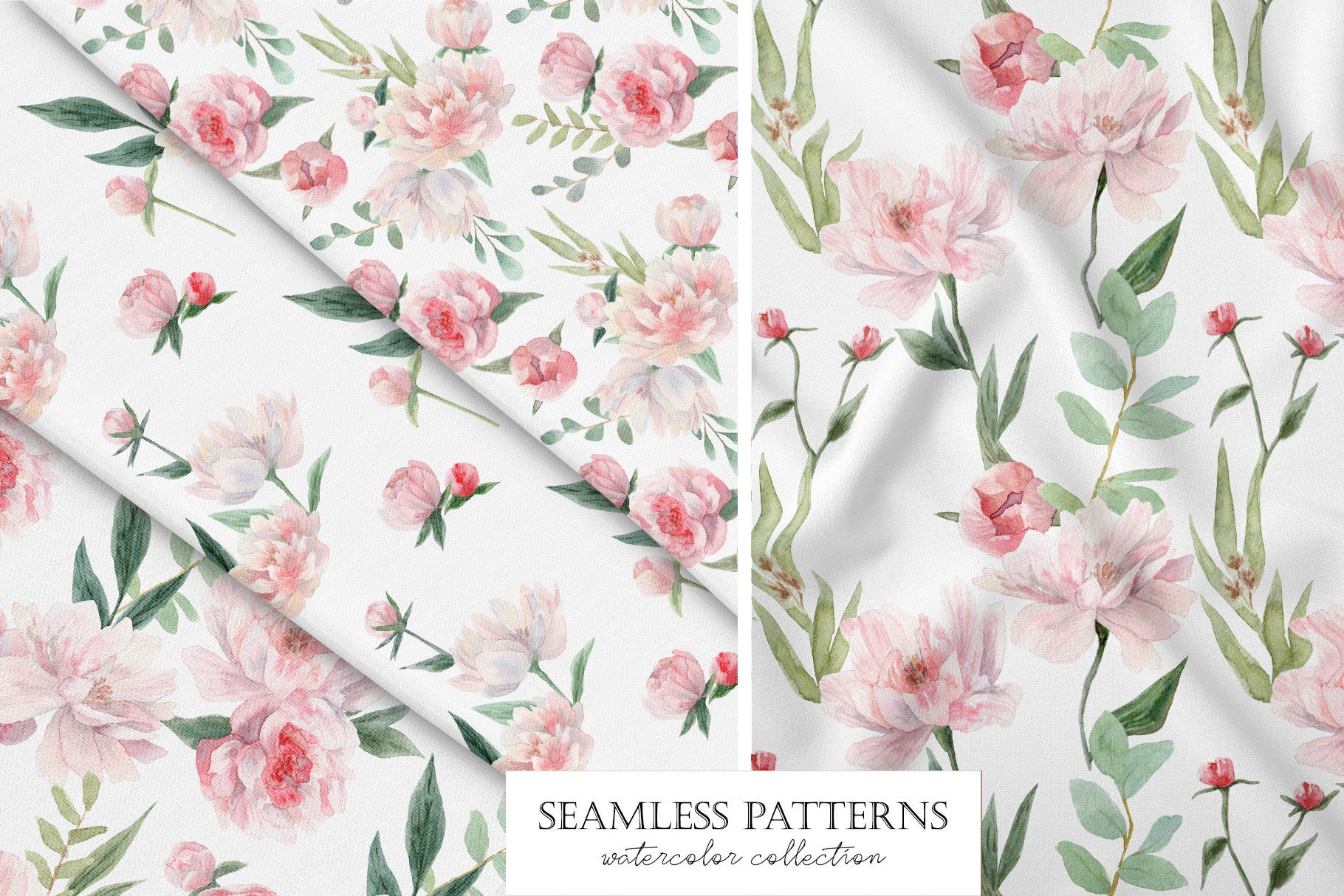 Pink Peonies Watercolor Seamless Pattern. Peony Digital Paper. Flower ...
