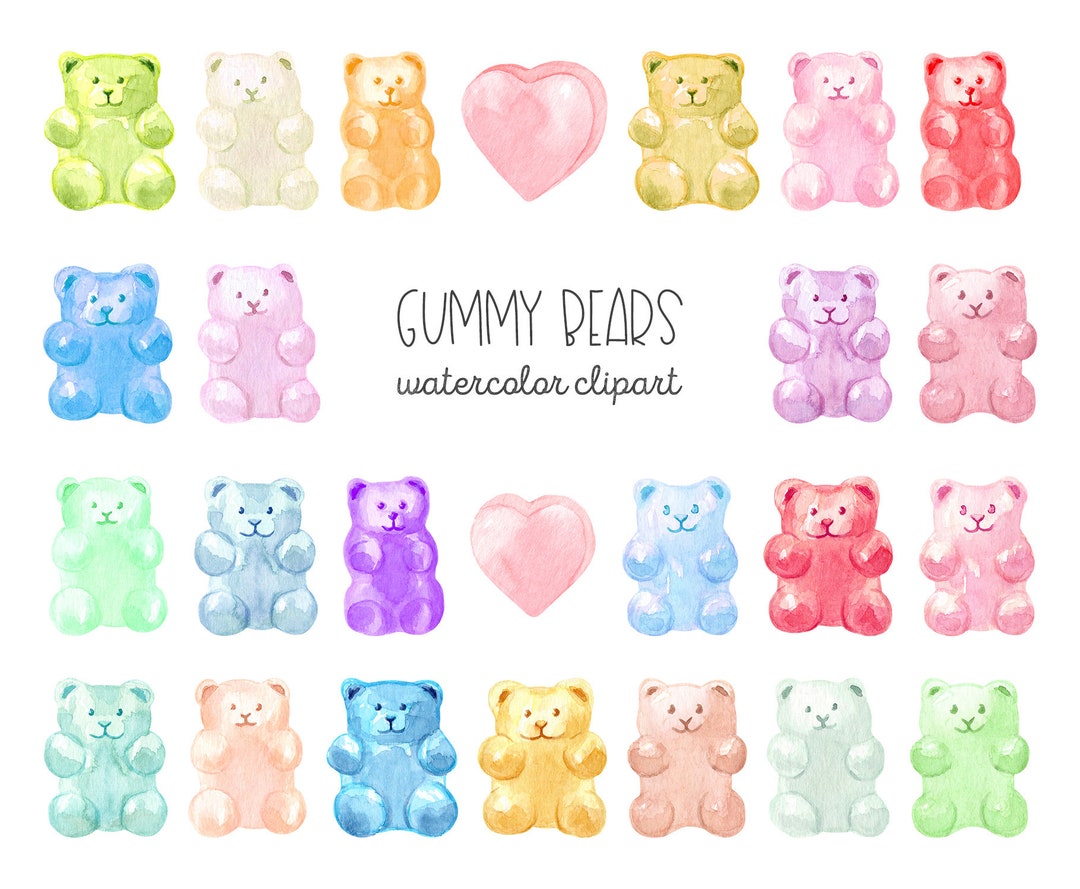 Watercolor Candy Bears Clipart. Happy Valentine Day. Valentine's ...