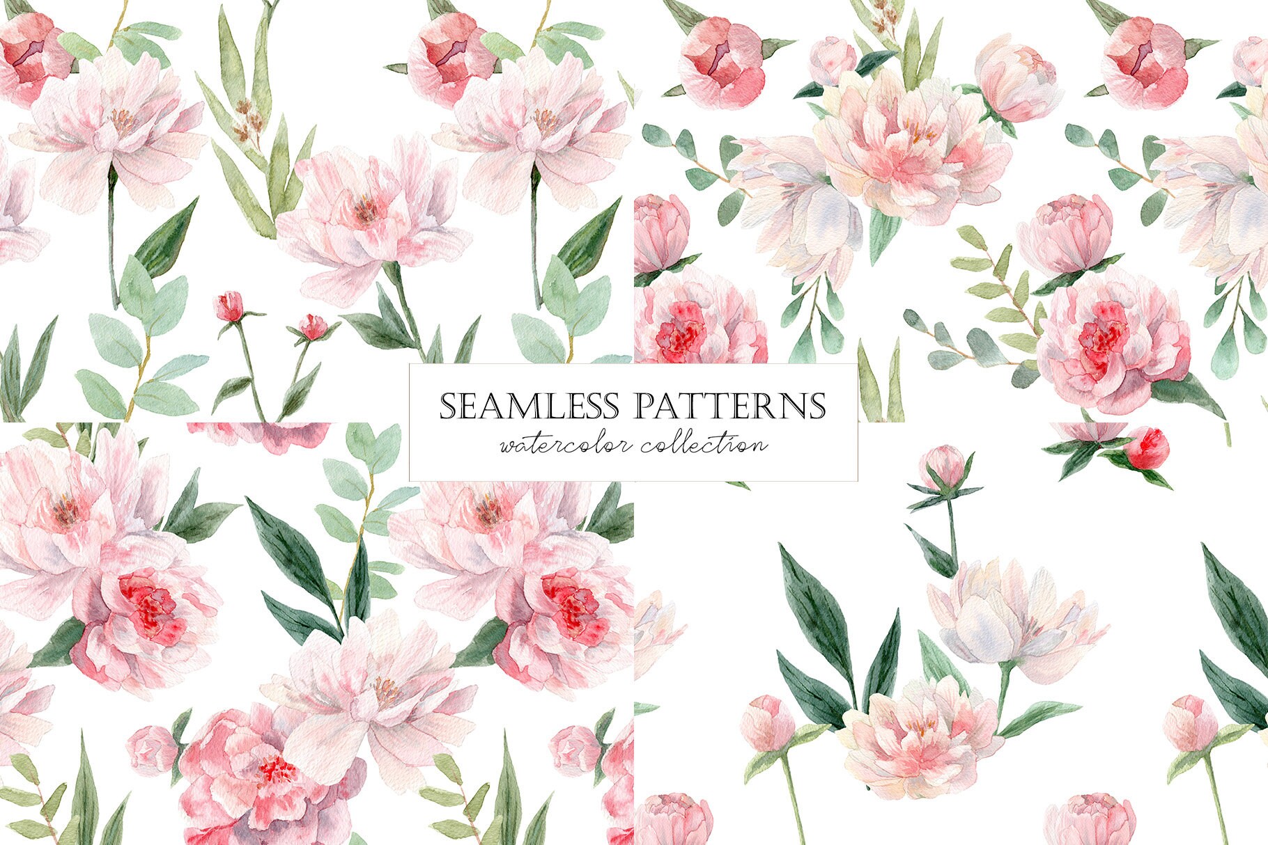 Pink Peonies Watercolor Seamless Pattern. Peony Digital Paper. Flower ...